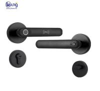 China Qleung S607L Classic Black Tuya BLE APP Doorlocks Intelligent Fingerprint Key Smart Door Lock For Apartment Home Inside for sale