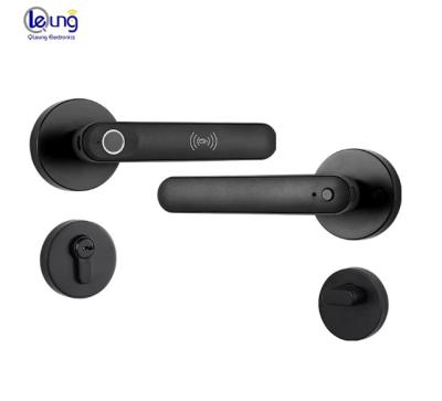 China Qleung S607L Classic Black Tuya BLE APP Doorlocks Intelligent Fingerprint Key Smart Door Lock For Apartment Home Inside for sale