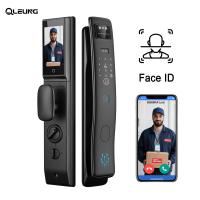 China Qleung S958MAX Smart Door Lock with 21 Languages Facial Recognition Palm Fingerprint and Rechargeable Battery for sale