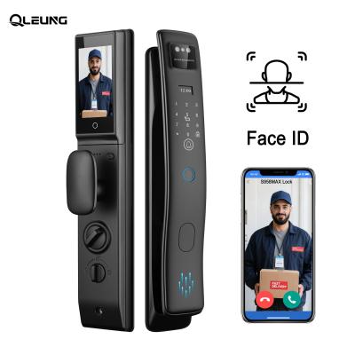 China Qleung S958MAX Smart Door Lock with 21 Languages Facial Recognition Palm Fingerprint and Rechargeable Battery for sale