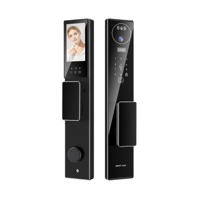 China Aluminum Alloy Smart Home Door Lock CNC Technology Tuya App Video Intercom Face Recognition Palm Print Automatic Lock for sale