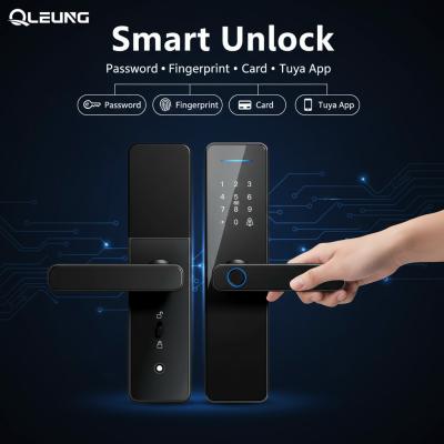 China Qleung Classic Black S811 Smart Door Lock with 8 Languages CE ROHS Certification and Semiconductor Fingerprint for sale
