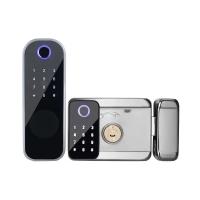 China Hot Sale Smart Waterproof Rim Lock Tuya TTLock  Double-side Fingerprint Password IC Card Key Door Locks. for sale