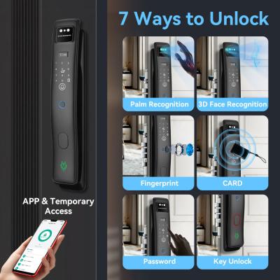 China Automatic Fingerprint 3D Face Recognition Door Lock Palmprint LCD Display Tuya Active Video Calling WiFi Access Control Digital Door Lock for sale