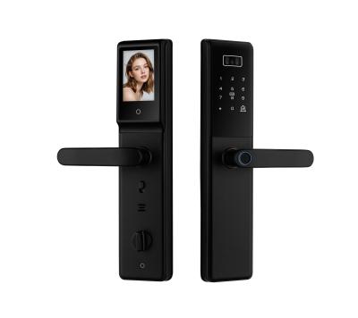 China Qleung S859max Black Smart Door Lock with Tuya App and Active Video Calling Face Recognition for sale