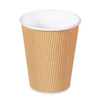 China 10oz Custom Order PLA Ripple Wall Paper Cup for Takeaway Drinks for sale
