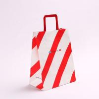 China Custom Your Own Logo Flexo Printed Patch Handle Kraft Paper Takeaway Bag for Fast Food for sale