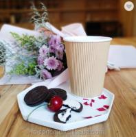 China Coffee Paper Cups 12OZ Double Wall Disposable Customized Printed Ripple Kraft Cup for sale