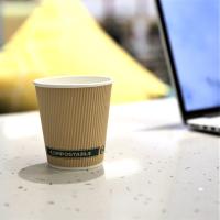 China Coffee Paper Cups 12OZ Double Wall Disposable Customized Printed Ripple Kraft Cup for sale