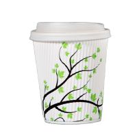 China Matching Lids Printed Ripple Wall Disposable Hot Drinks Paper Cups with Special Design for sale