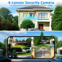 China 4 Lens Security Camera Wireless Outdoor 4x2MP FHD PTZ 360 WiFi Surveillance with Color Night Vision IP65 for sale