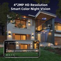 China 4 Lens Security Camera Wireless Outdoor 4x2MP FHD PTZ 360 WiFi Surveillance with Color Night Vision IP65 for sale
