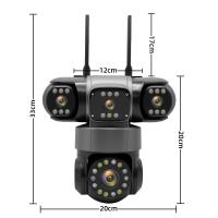 China 4 Lens Security Camera Wireless Outdoor 4x2MP FHD PTZ 360 WiFi Surveillance with Color Night Vision IP65 for sale
