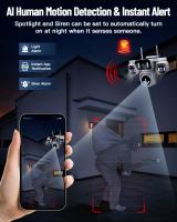 China 4-in-1 Wireless Outdoor Security Camera 8MP HD Quad-View PTZ 16X Zoom AI Detection IP66 for sale