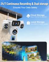 China 4-in-1 Wireless Outdoor Security Camera 8MP HD Quad-View PTZ 16X Zoom AI Detection IP66 for sale