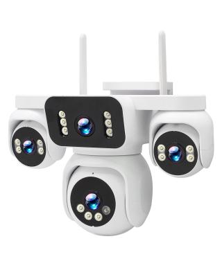 China 4-in-1 Wireless Outdoor Security Camera 8MP HD Quad-View PTZ 16X Zoom AI Detection IP66 for sale