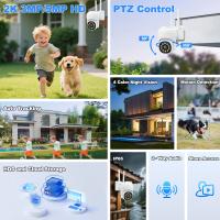 China Wireless Outdoor Security Camera System 3MP PTZ NVR 6 Cameras AI Human Detection IP66 for sale