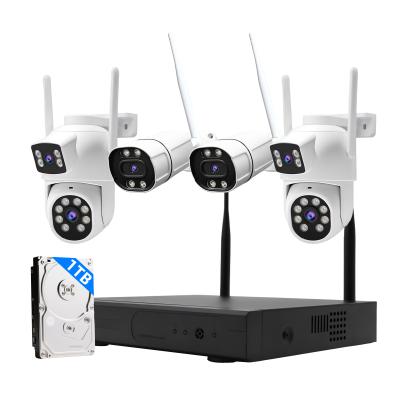 China Dual-Lens 3MP+3MP PTZ Security Camera System 4 Cam 16CH NVR 360° View Color Night Vision Two-Way Audio 6TB Storage for sale