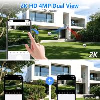 China Dual‑Lens WiFi Security Camera Outdoor, 2MP+2MP Dual View Surveillance Camera, Panoramic PTZ Camera with AI Human Detection, Two‑Way Audio, 3‑Mode Night Vision, IP65 Waterproof for Home Yard Security for sale