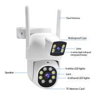 China Dual‑Lens WiFi Security Camera Outdoor, 2MP+2MP Dual View Surveillance Camera, Panoramic PTZ Camera with AI Human Detection, Two‑Way Audio, 3‑Mode Night Vision, IP65 Waterproof for Home Yard Security for sale