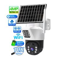 China 4MP Dual‑Lens Solar Security Camera, Wireless WiFi PTZ Camera with 6.5W Solar Panel 15600mAh Battery, 355° Pan 90° Tilt, PIR Human Detection, Two‑Way Audio, IP65 Waterproof Outdoor Surveillance Camera for sale