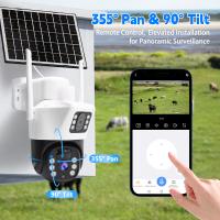 China 4MP Dual‑Lens Solar Security Camera, Wireless WiFi PTZ Camera with 6.5W Solar Panel 15600mAh Battery, 355° Pan 90° Tilt, PIR Human Detection, Two‑Way Audio, IP65 Waterproof Outdoor Surveillance Camera for sale