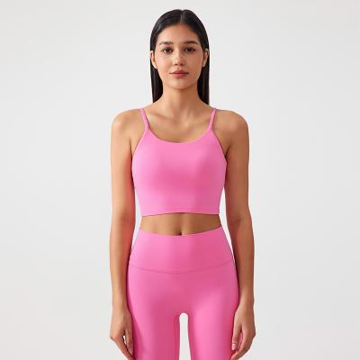 China Pink Spaghetti Strap Cropped Yoga Tank Top High Waisted Leggings Set S M L XL for sale