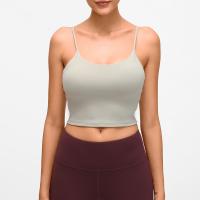 China Women's Nylon Spandex Cropped Yoga Camisole Built in Bra 87% Nylon 13% Spandex Moisture Wicking for sale