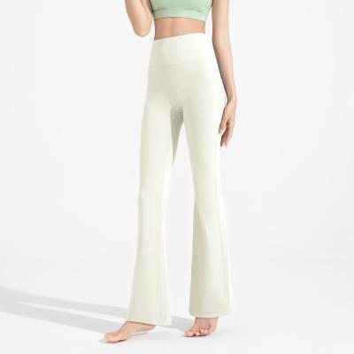China Women's High Waisted Flared Yoga Pants 80% Nylon 20% Lycra Spandex Stretch Fabric for sale