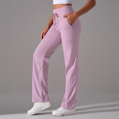 China Women's Quick Dry Multi Pocket Outdoor Hiking Pants 95% Nylon 5% Spandex Beige Drawstring Waist for sale
