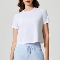 China Women's Light Green Quick Dry Cropped Athletic T Shirt 100% Polyester Jacquard Mesh for sale
