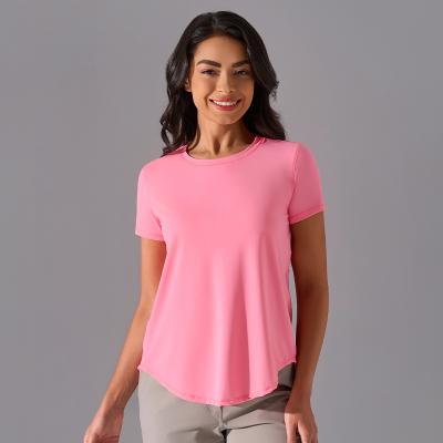 China Women's Quick Dry Short Sleeve Tee 75% Nylon 25% Spandex Breathable Activewear for Yoga Running for sale