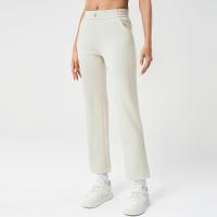 China Women's High Waisted Yoga Sweatpants Straight Leg Elastic Waist Gray 40% Rayon 52% Polyester 8% Spandex for sale
