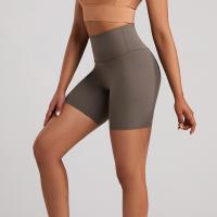 China Women's High Waisted Nylon Spandex Yoga Shorts 5 Inch Inseam Squat Proof for sale