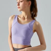 China Lilac Ribbed Sports Bra High Support Moisture Wicking 75% Nylon 25% Spandex for Yoga Gym Workout Crop for sale