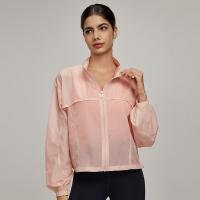 China Women's Coral Sheer Nylon Windbreaker Jacket Full Zip Loose Fit UV Protection Outdoor Sports 89% Nylon for sale