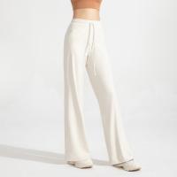 China Women's High Waisted Wide Leg Lounge Pants 80% Nylon 20% Spandex Soft Knit Drawstring Loose Fit Yoga Casual Trousers for sale
