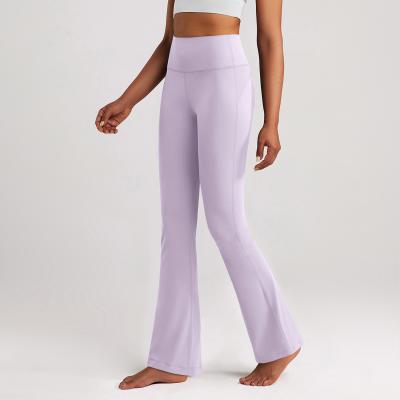 China Women's High Waisted Flare Yoga Pants Taupe 80% Nylon 20% Spandex Buttery Soft Full Length for sale