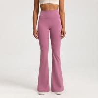 China High Waisted Flared Yoga Pants Mauve 80% Nylon 20% Spandex Tummy Control for sale