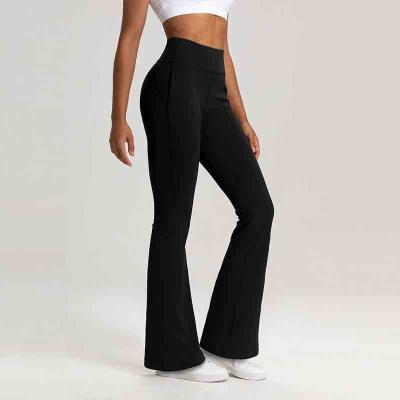 China High Waisted Flare Yoga Pants Dark Gray 80% Nylon 20% Spandex Tummy Control for sale