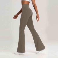 China High Waisted Flare Yoga Pants Dark Gray 80% Nylon 20% Spandex Tummy Control for sale