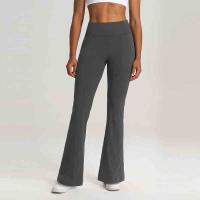 China High Waisted Flare Yoga Pants Dark Gray 80% Nylon 20% Spandex Tummy Control for sale