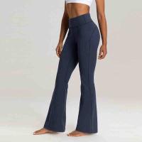 China High Waisted Flare Yoga Pants Dark Gray 80% Nylon 20% Spandex Tummy Control for sale