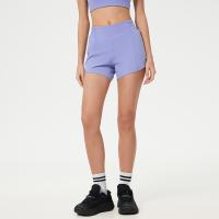 China Women's High Waisted Quick Dry Running Shorts 92% Polyester 8% Spandex Moisture Wicking Light Purple for sale