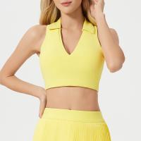 China Women's Polo Collar Sports Bra Crop Top Skirt Set 86% Nylon 14% Spandex Moisture Wicking V Neck for sale