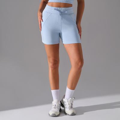 China High Waisted Drawstring Athletic Shorts for Women Soft Stretch Fabric 40 Rayon 52 Polyester 8 Spandex for sale