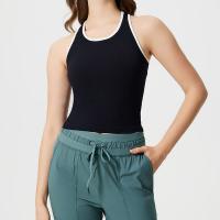 China Women's Ribbed Knit Racerback Tank Top 93% Nylon 7% Spandex Moisture-Wicking Slim-Fit Yoga Gym Top for sale