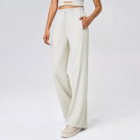 China Women's High Waisted Wide Leg Lounge Pants Olive Green Modal Blend 31% Cotton with Pockets for sale