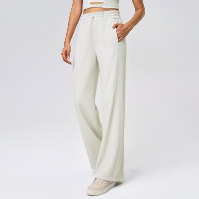 China Women's High Waisted Wide Leg Lounge Pants Olive Green Modal Blend 31% Cotton with Pockets for sale