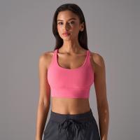 China Women's Pink High Support Sports Bra 79% Nylon 21% Spandex Moisture Wicking for Yoga Running for sale